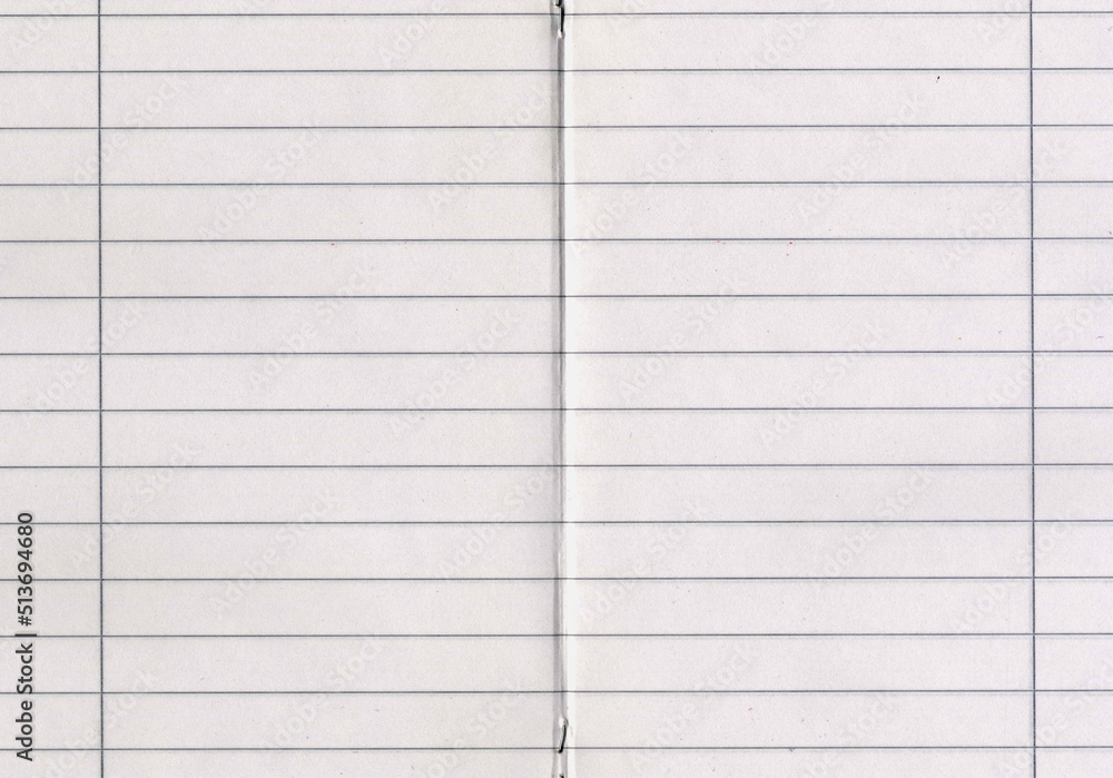 High resolution quality scan of school stapled notebook opening with ...