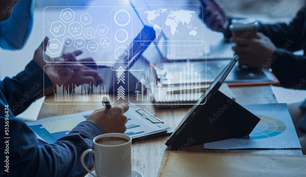 Technology and financial advisory services concert. Business teamwork ...