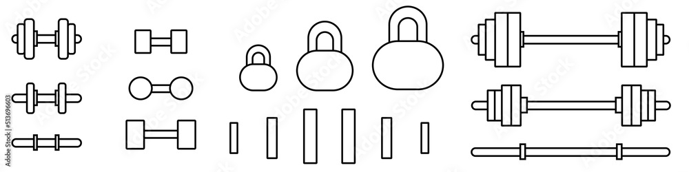 Dumbbell icon vector set. weight illustration sign collection. sport ...