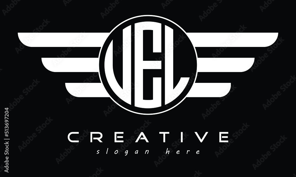 UEL three letter circle with wings logo design vector template ...