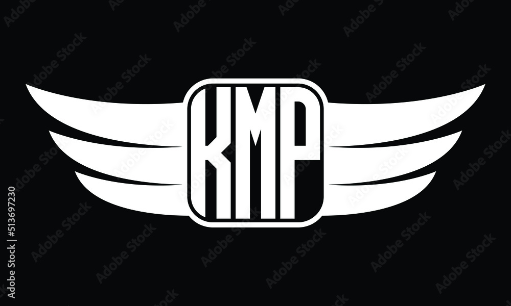 KMP three Letter Wings Flying Initial wing symbol minimalist creative ...
