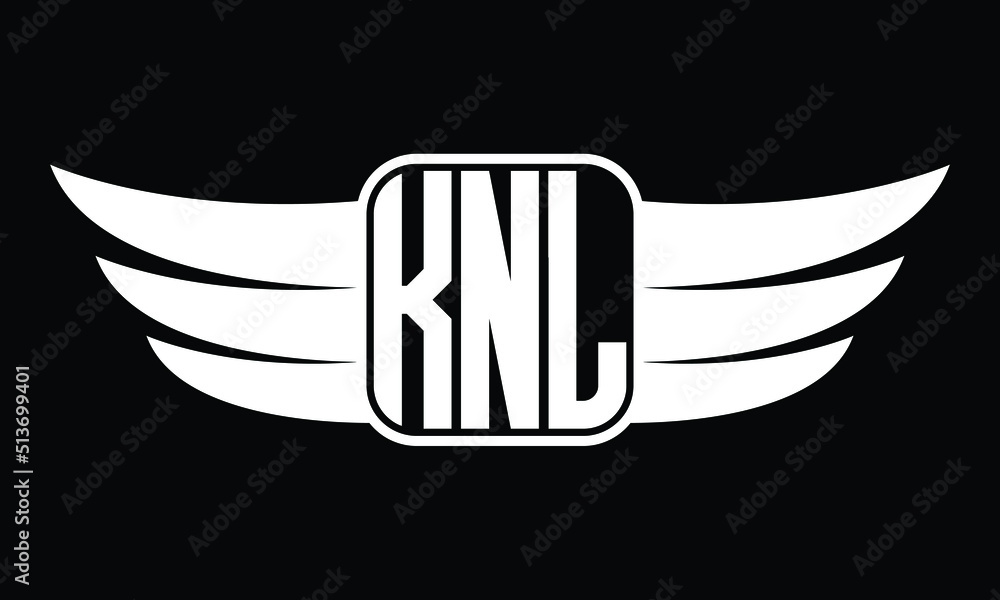 KNL three Letter Wings Flying Initial wing symbol minimalist creative ...