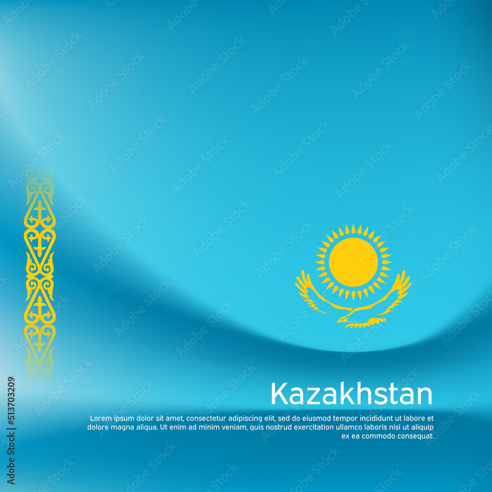 Kazakhstan flag background. Blurred pattern in the colors of the kazakh ...