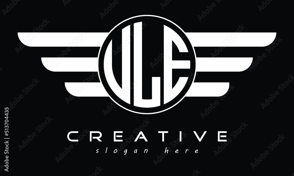 ULE three letter circle with wings logo design vector template ...
