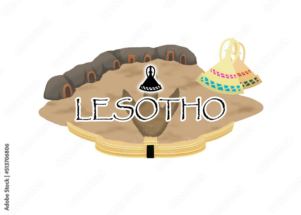 Logo of the country in the middle of south Africa, Lesotho, represented ...