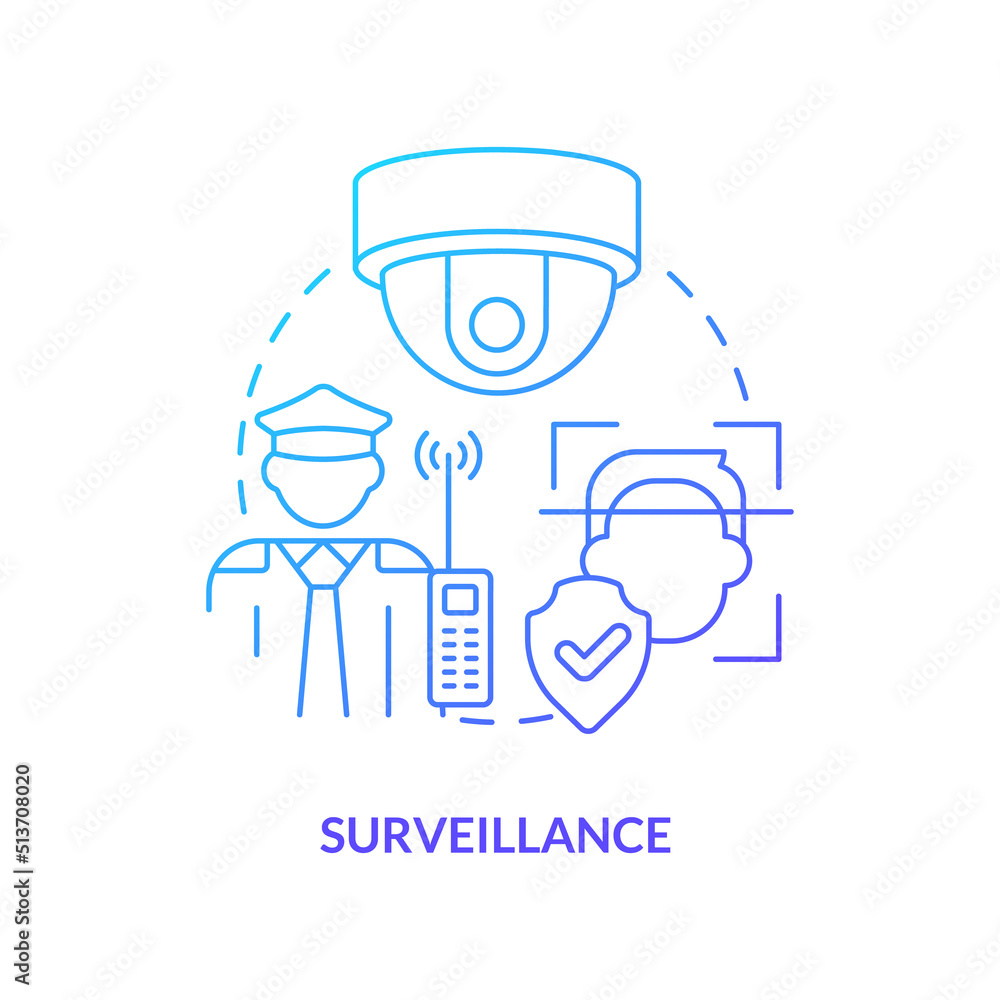 Surveillance blue gradient concept icon. Physical security framework ...