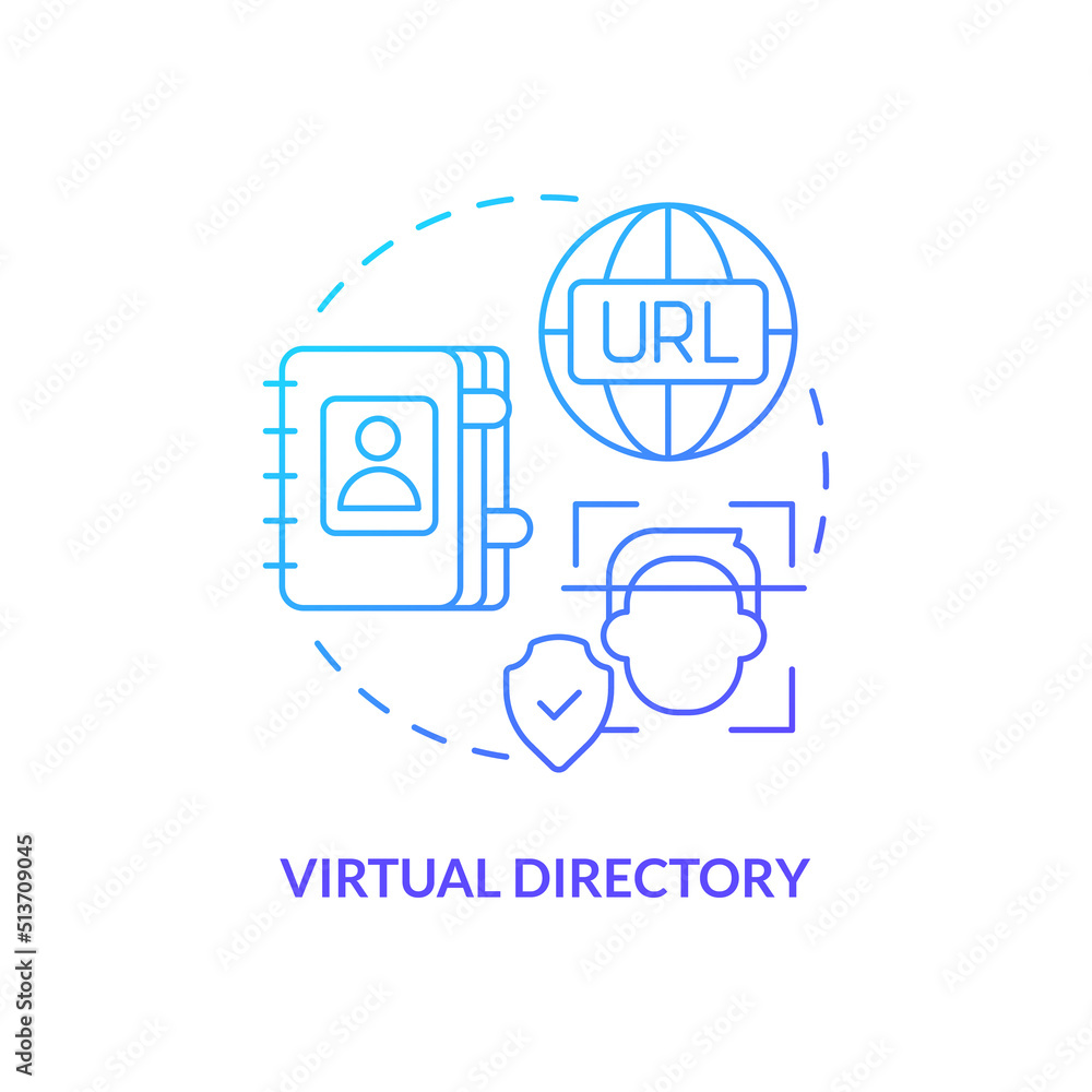 Virtual directory blue gradient concept icon. Directory service ...