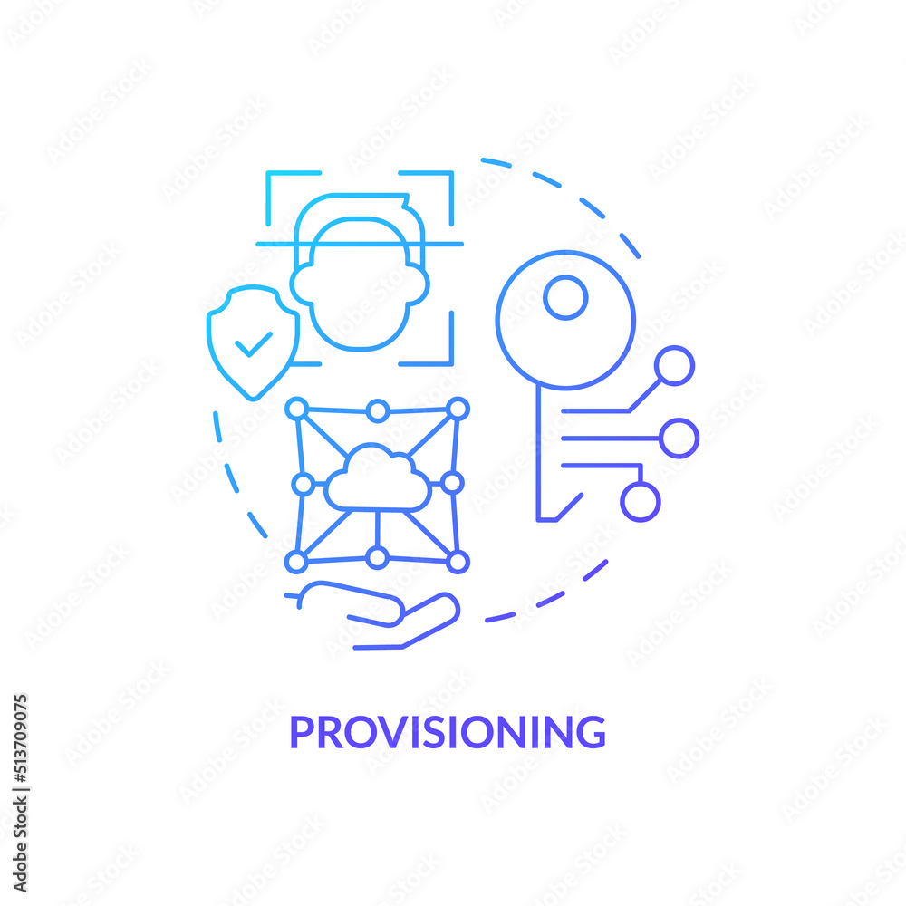 Provisioning blue gradient concept icon. Management of identities ...