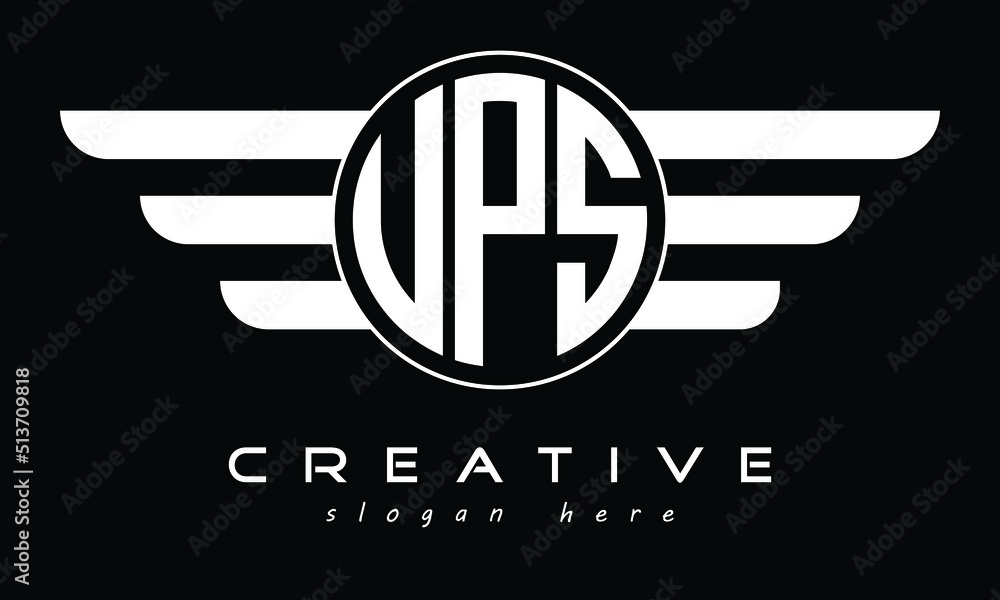 UPS three letter circle with wings logo design vector template ...