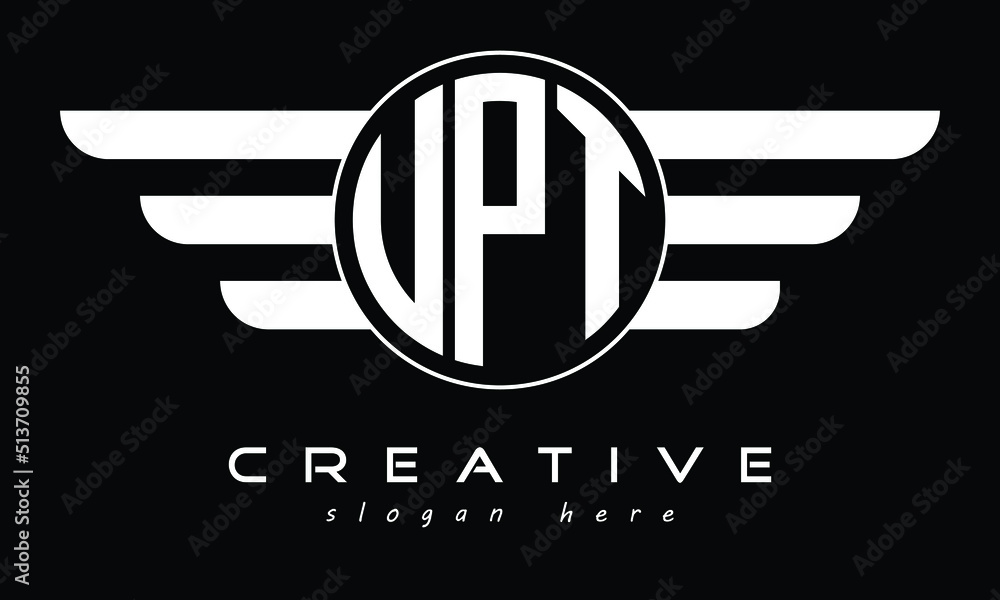 Vetor do Stock: UPT three letter circle with wings logo design vector ...