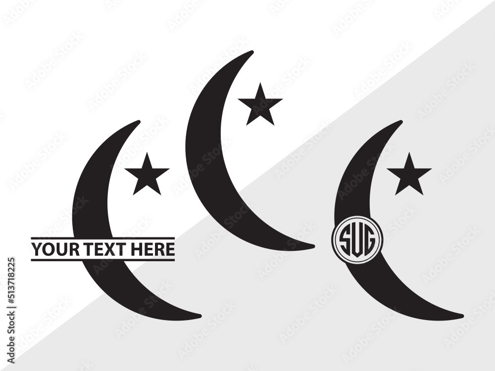 Moon Monogram SVG | Half Moon Svg | Crescent Moon Svg | Star Svg | Moon ...