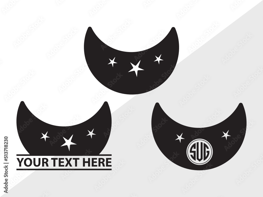 Moon Monogram SVG | Half Moon Svg | Crescent Moon Svg | Star Svg | Moon ...