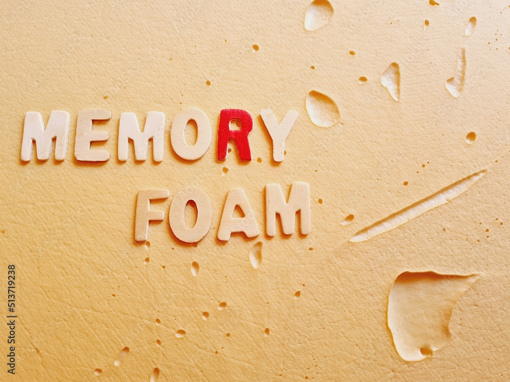 memory foam written on a latex surface Stock Photo | Adobe Stock