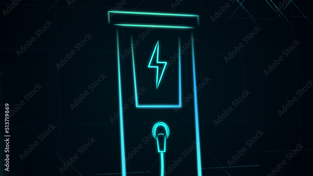 DC fast charger graphic for electric vehicle power station, smart ...