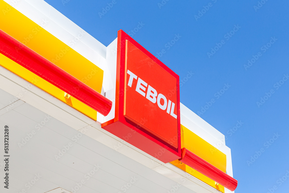 Teboil gas station logo with blue sky background Stock Photo | Adobe Stock