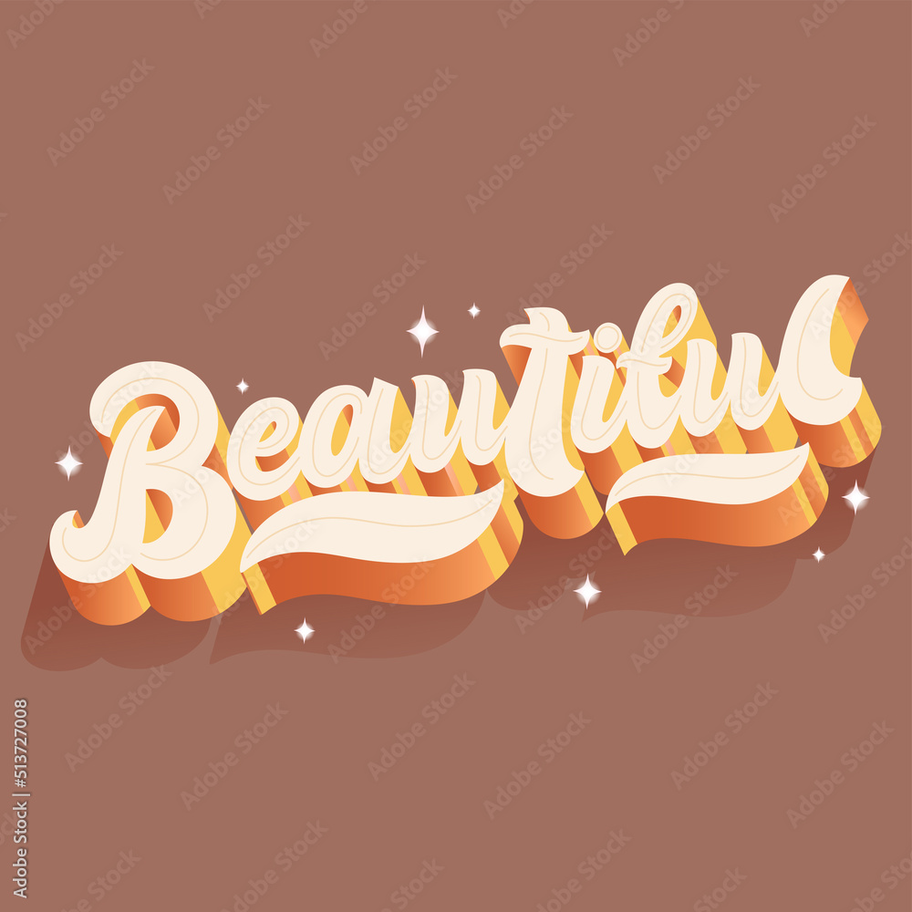 Beautiful is a hand-drawn lettering. It can be used for T-shirts ...