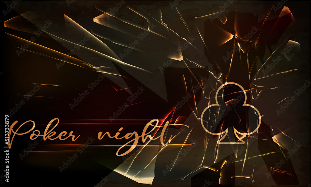 Poker night invitation card with clubs symbol, vector illustration ...