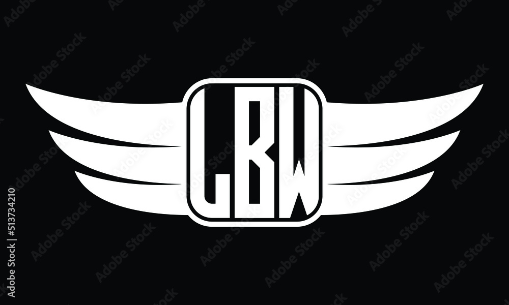LBW three Letter Wings Flying Initial wing symbol minimalist creative ...