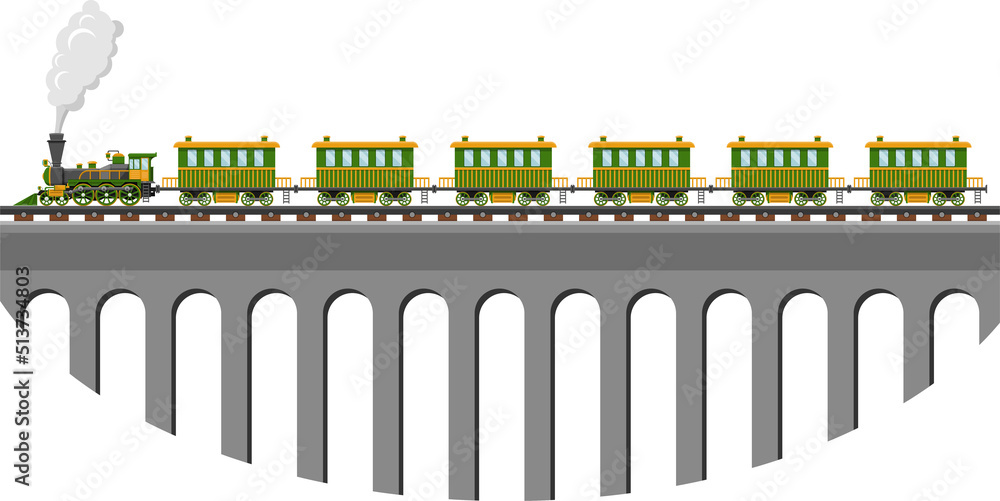 Vintage train on railroad clipart design illustration Stock ...
