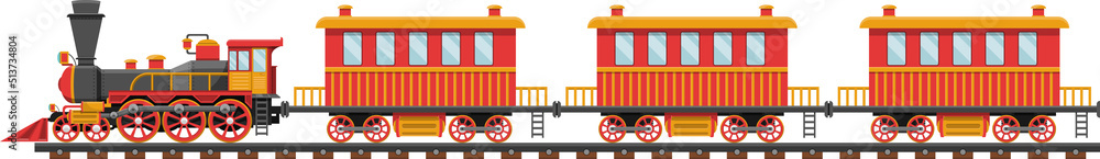 Vintage train on railroad clipart design illustration Stock ...