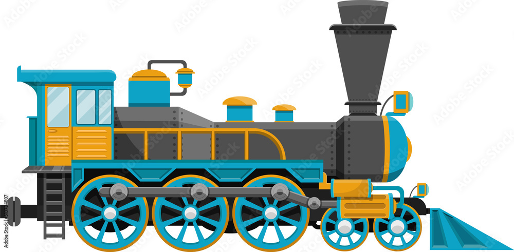 Vintage train on railroad clipart design illustration Stock ...