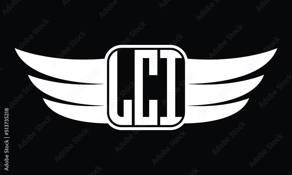 LCI three Letter Wings Flying Initial wing symbol minimalist creative ...