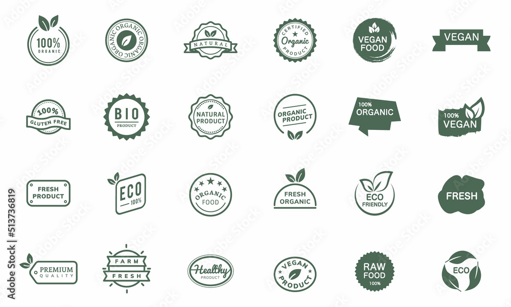 Organic Icons Product Logo Stamp Set illustration Free Premium Vector ...