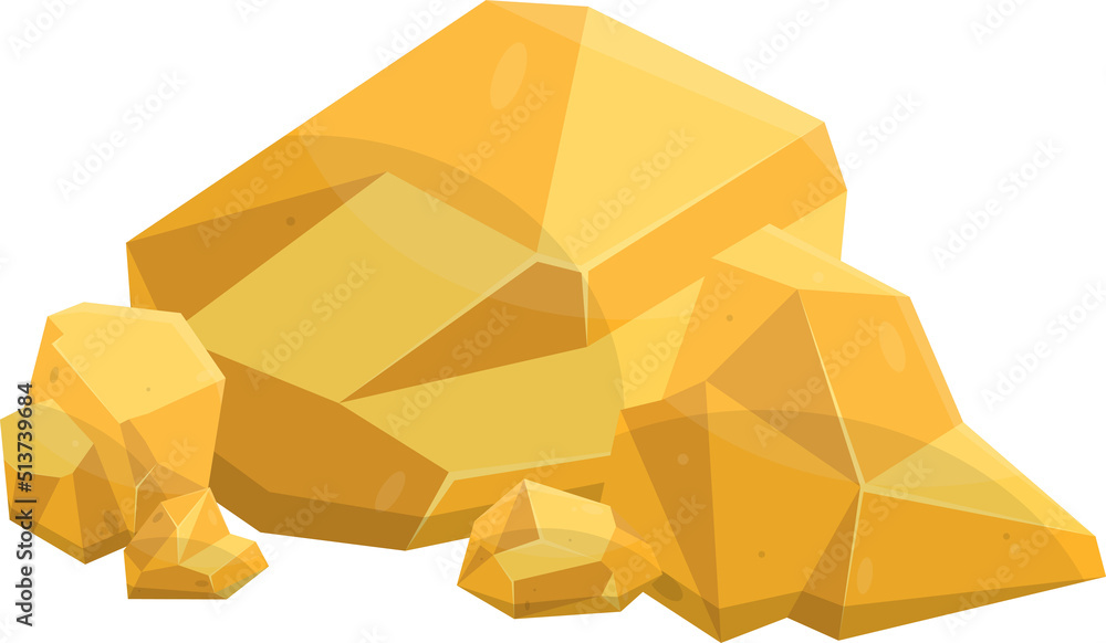 Gold stones and boulders in cartoon style. Gold nuggets. Gemstones ...