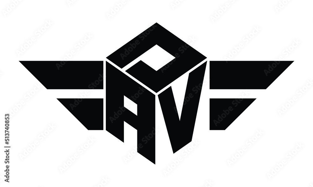 DAV three letter gaming logo in polygon cube shape logo design vector ...