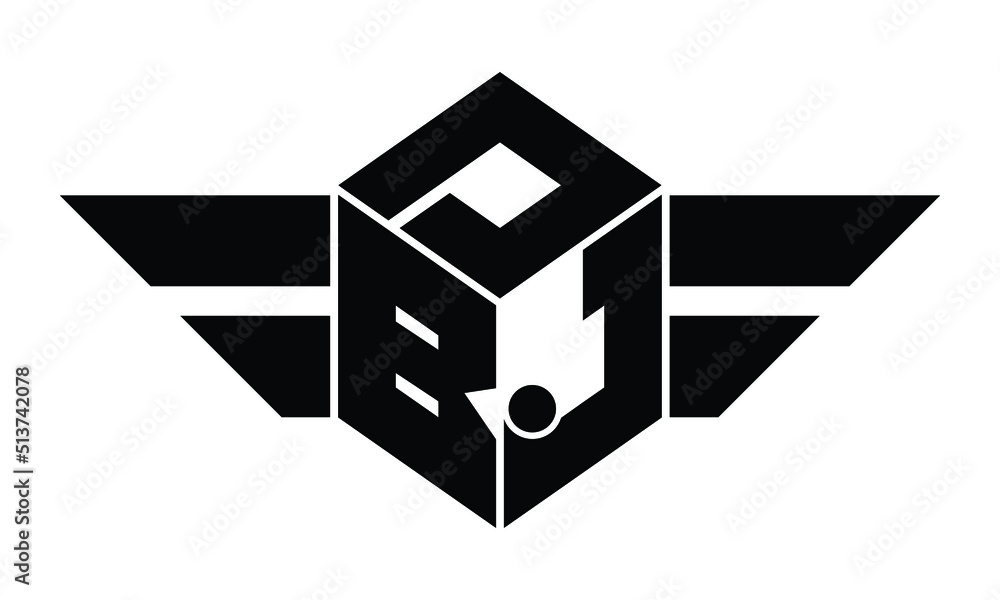 DBJ three letter gaming logo in polygon cube shape logo design vector ...