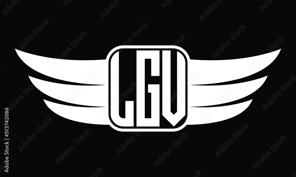 LGV three Letter Wings Flying Initial wing symbol minimalist creative ...