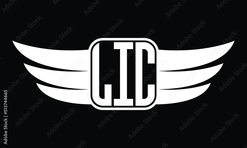 LIC three Letter Wings Flying Initial wing symbol minimalist creative ...