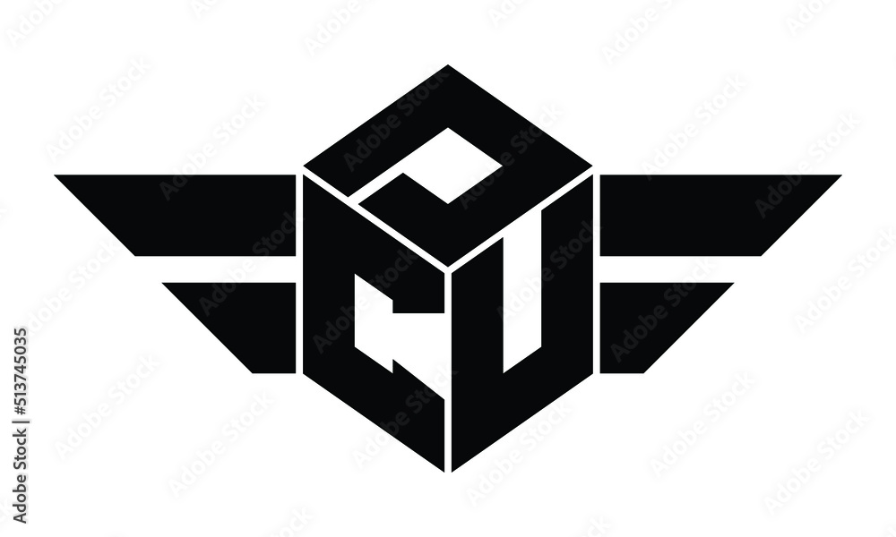 DCU three letter gaming logo in polygon cube shape logo design vector ...
