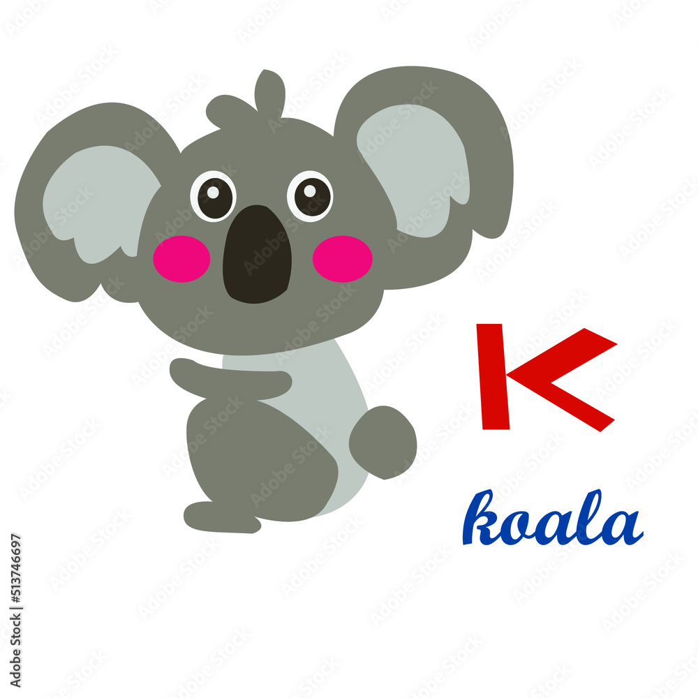 Alphabet Letter K-koala. Letter K of childish English alphabet. Cute ...