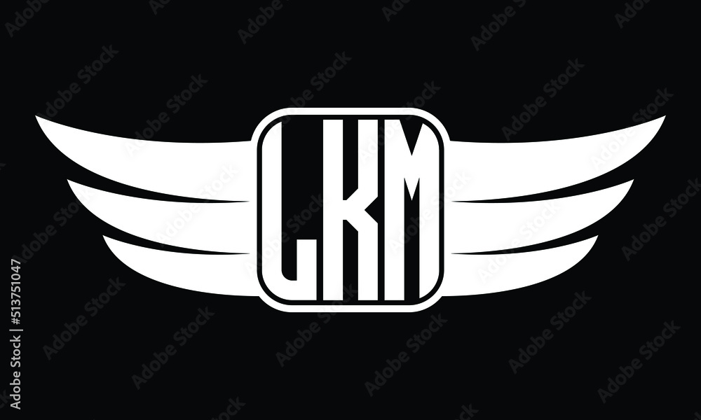 LKM three Letter Wings Flying Initial wing symbol minimalist creative ...