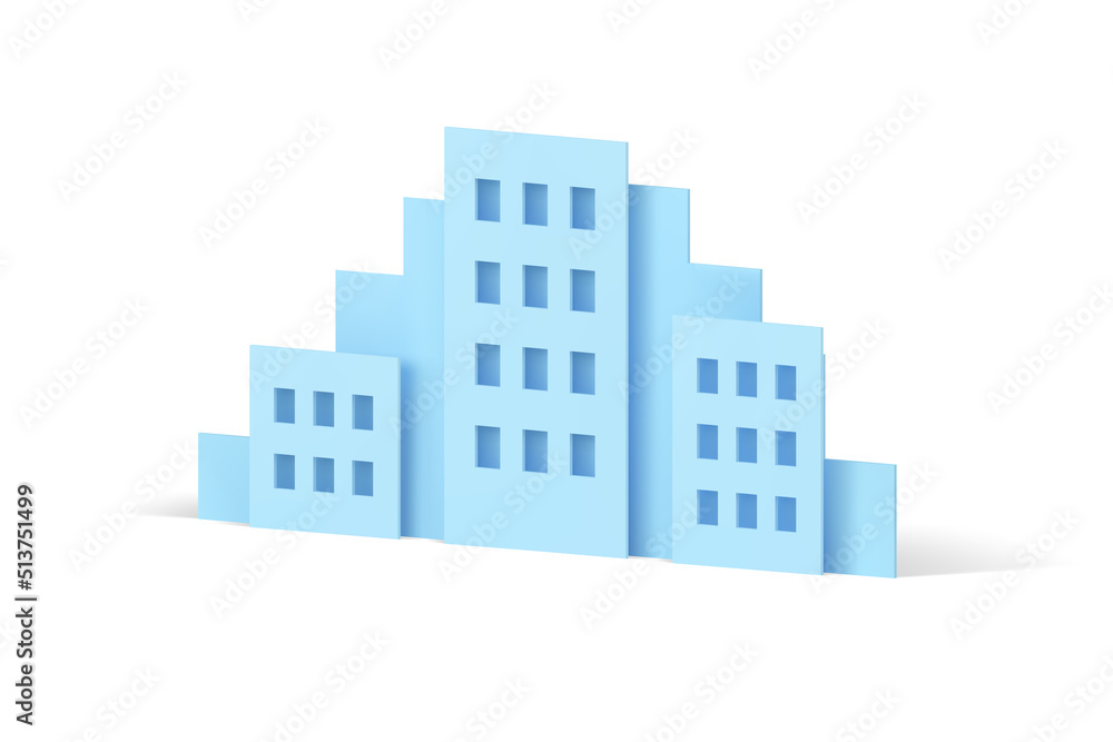 Modern house hospital school city building with windows realistic ...