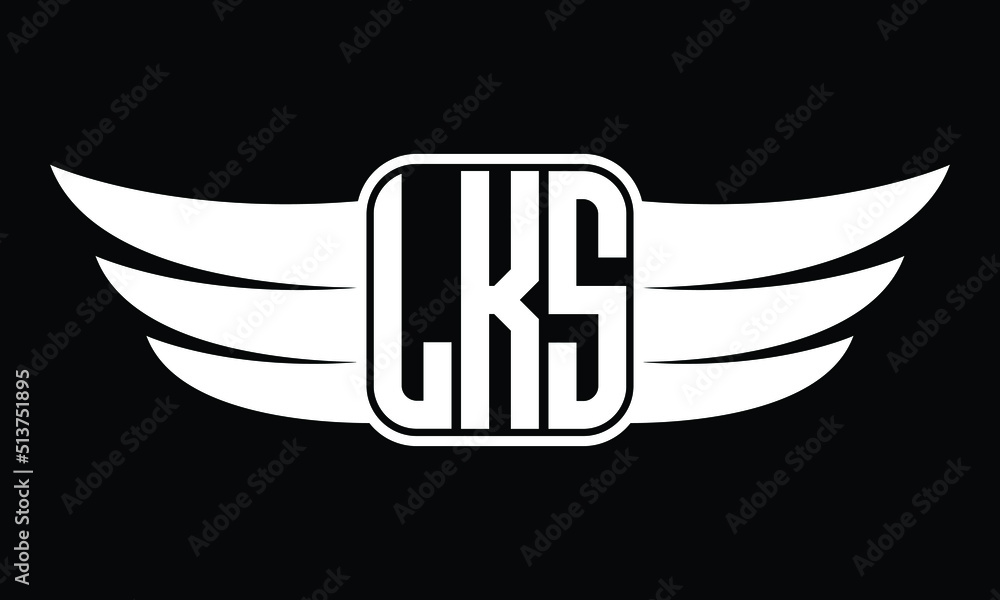 LKS three Letter Wings Flying Initial wing symbol minimalist creative ...