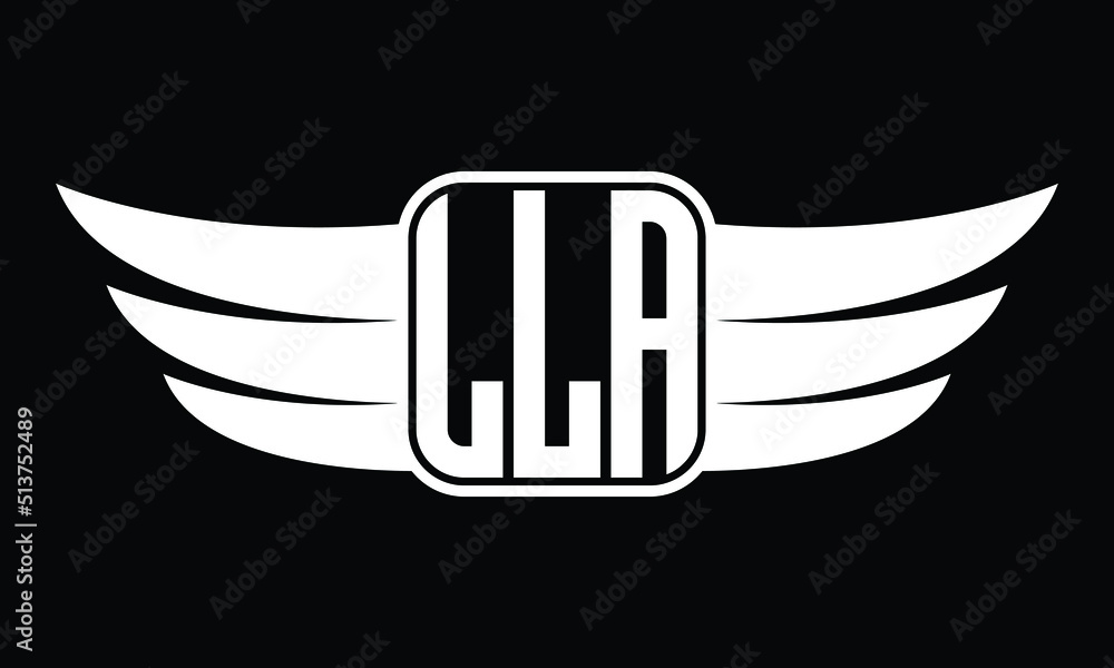 LLA three Letter Wings Flying Initial wing symbol minimalist creative ...