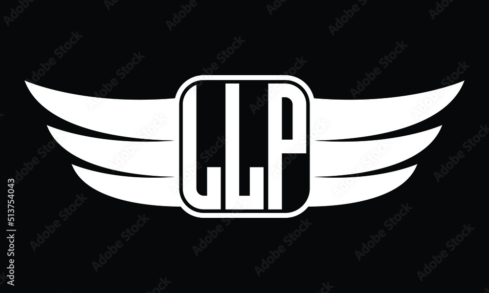 LLP three Letter Wings Flying Initial wing symbol minimalist creative ...