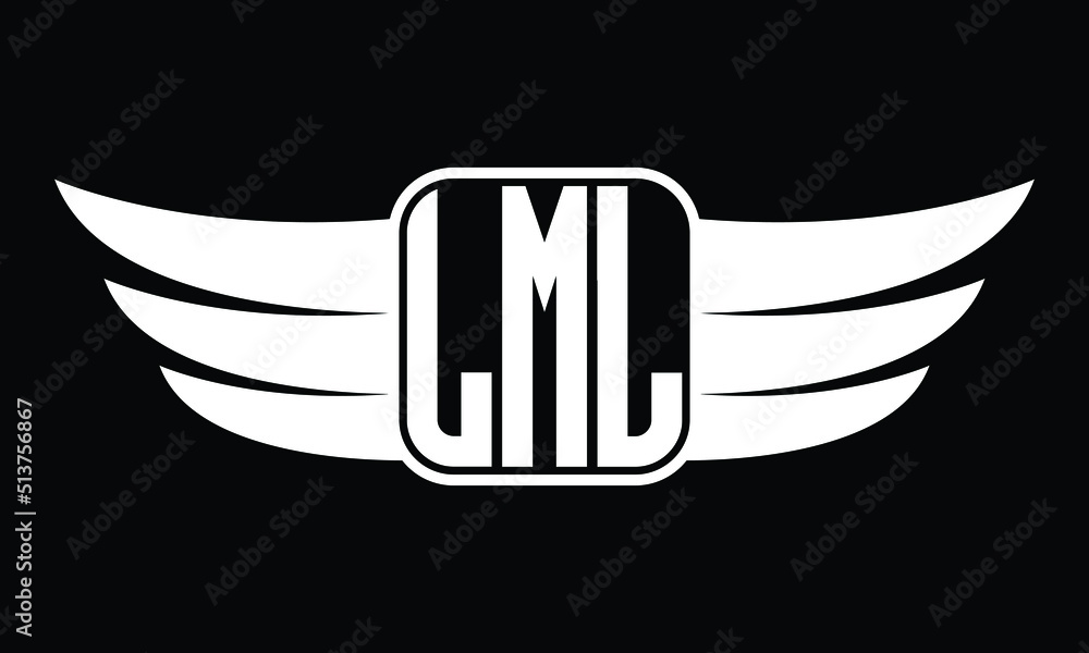 LML three Letter Wings Flying Initial wing symbol minimalist creative ...