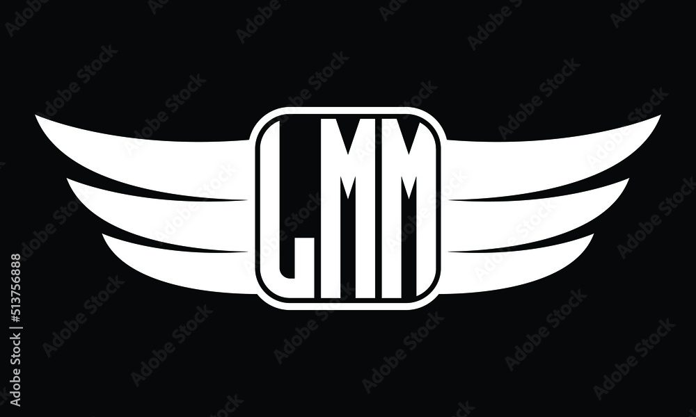 LMM three Letter Wings Flying Initial wing symbol minimalist creative ...