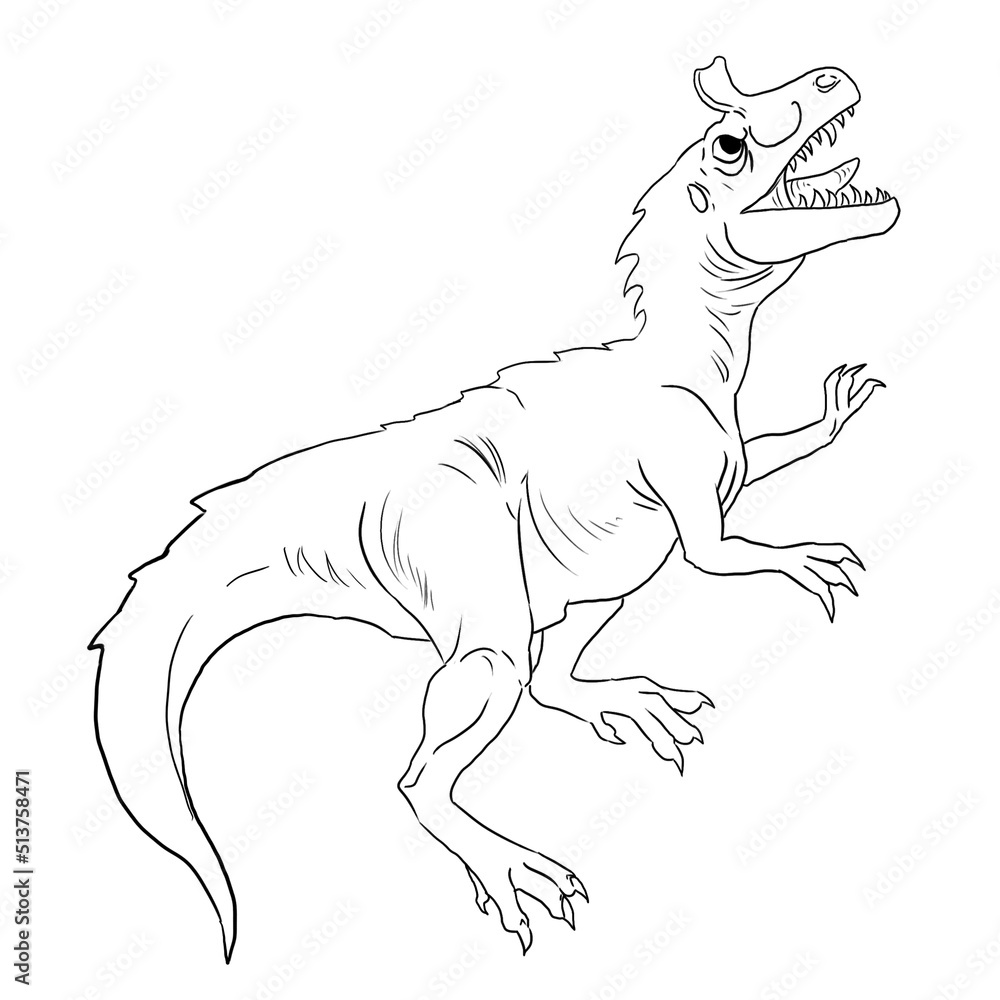 Simple digital drawing of a roaring elvisaurus (Cryolophosaurus ellioti ...