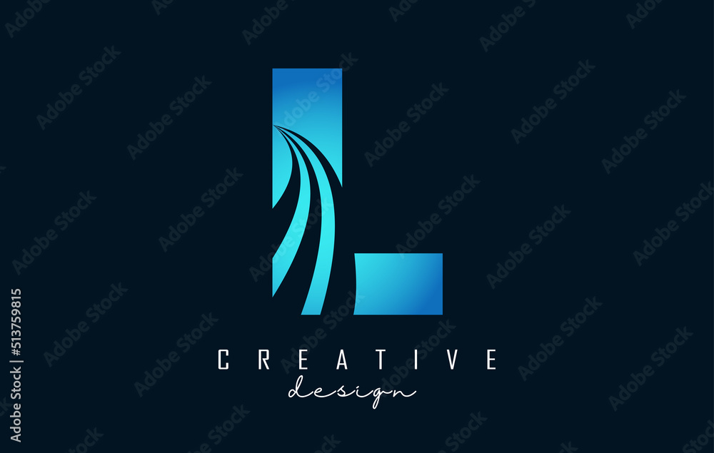 Creative letter L logo with leading lines and road concept design ...