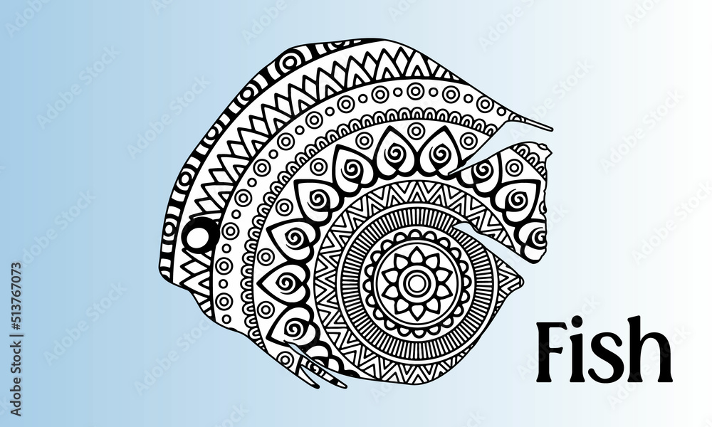 Photo & Art Print Sea Fish Coloring Page For Adult & Kids, Jahan