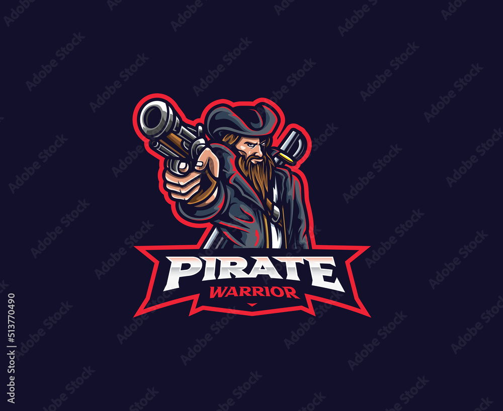 Pirate mascot logo design Stock Vector | Adobe Stock