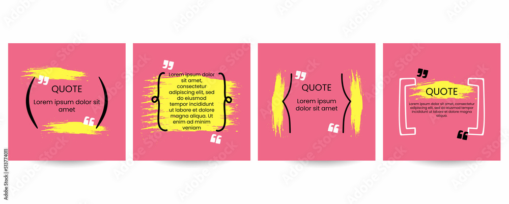 Quote poster set. Hand drawn geometric bracket frame, box collection ...