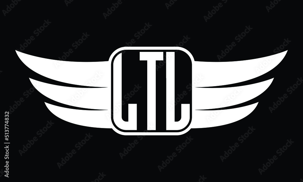 LTL three Letter Wings Flying Initial wing symbol minimalist creative ...