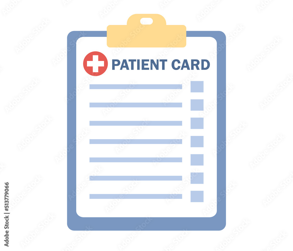 Patient card icon. Medical record paper document with patient health ...