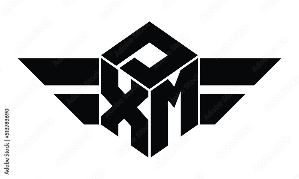 DXM three letter gaming logo in polygon cube shape logo design vector ...