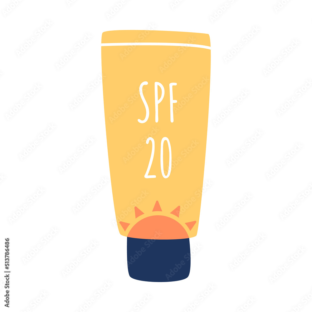 Tube of sunscreen SPF 20. Moisturizing face and body lotion with skin ...